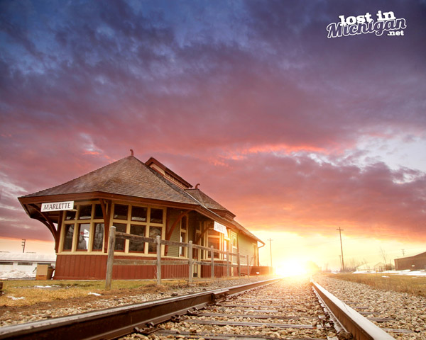 Marlette Train Depot - Michigan Historical Marker - Lost In Michigan